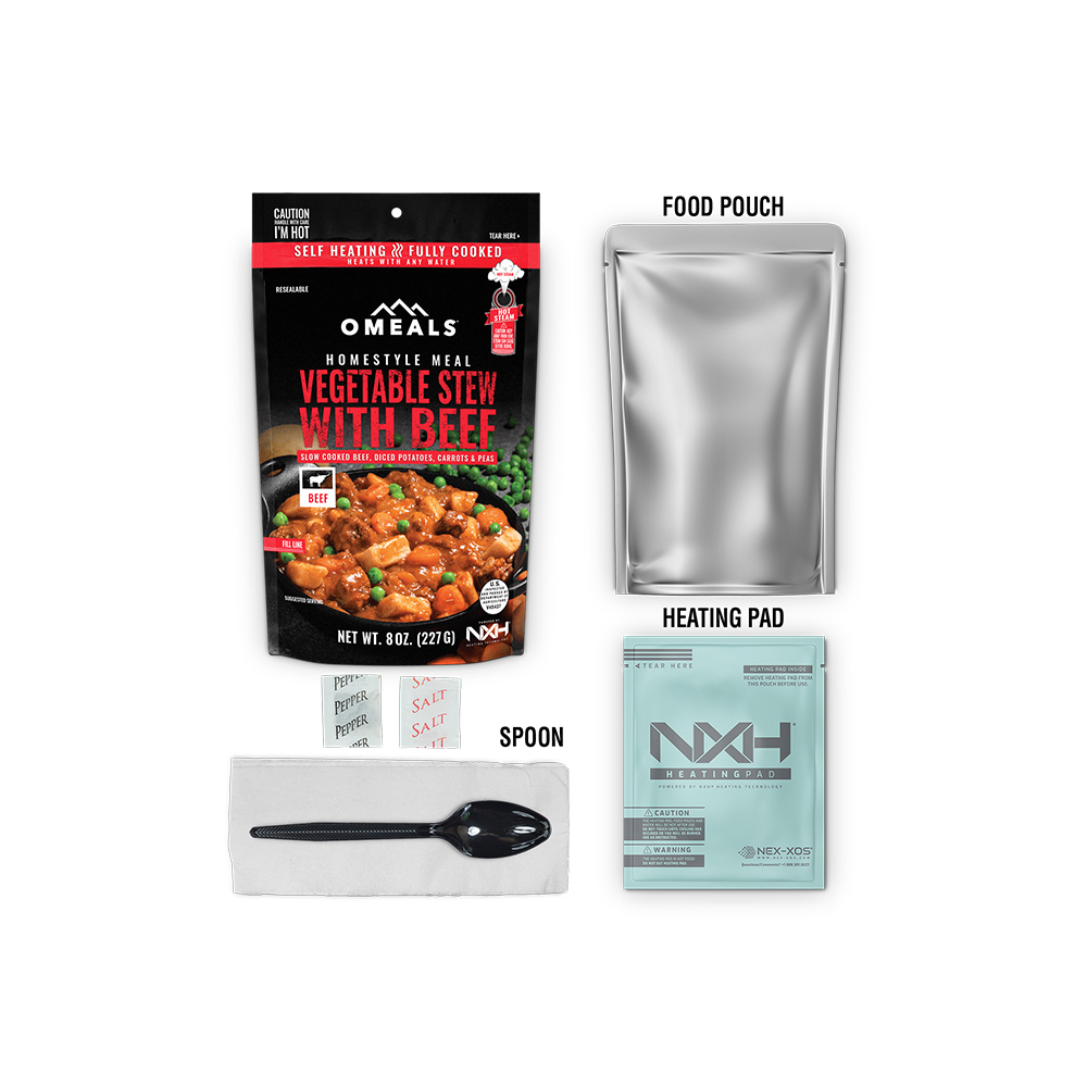 Omeals Self Heating Homestyle Meal Vegetable Beef Stew 8oz